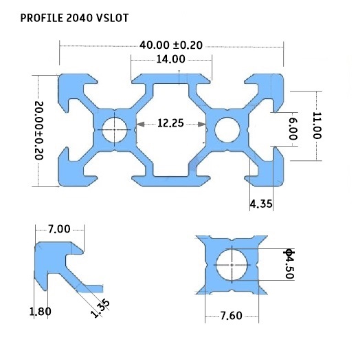 2040 T Slot (1 Meter) Heavy Aluminium Extrusion - from ₹749
